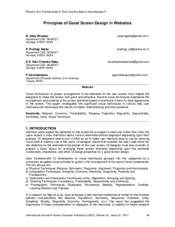 (PDF) Principles of Good Screen Design in Websites