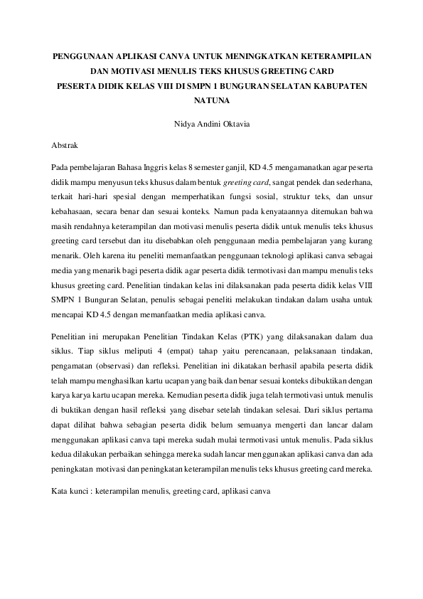 (PDF) PENGGUNAAN APLIKASI CANVA UNTUK MENINGKATKAN KETERAMPILAN DAN MOTIVASI MENULIS TEKS KHUSUS ...