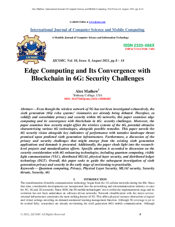 Pdf Edge Computing And Its Convergence With Blockchain In 6g 1938