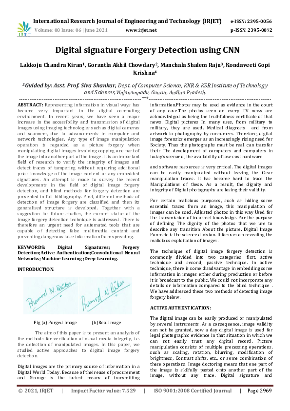 (PDF) IRJET- Digital signature Forgery Detection using CNN
