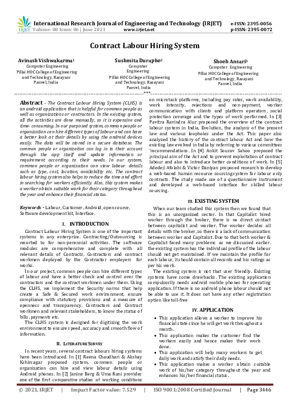 (PDF) Contract Labour Hiring System