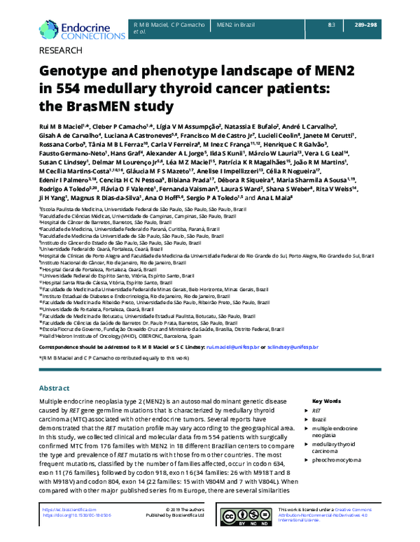 (PDF) Genotype and phenotype landscape of MEN2 in 554 medullary thyroid ...