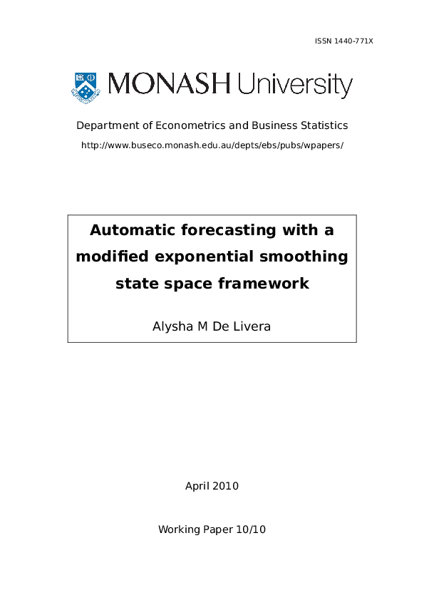Pdf Automatic Forecasting With A Modified Exponential Smoothing State