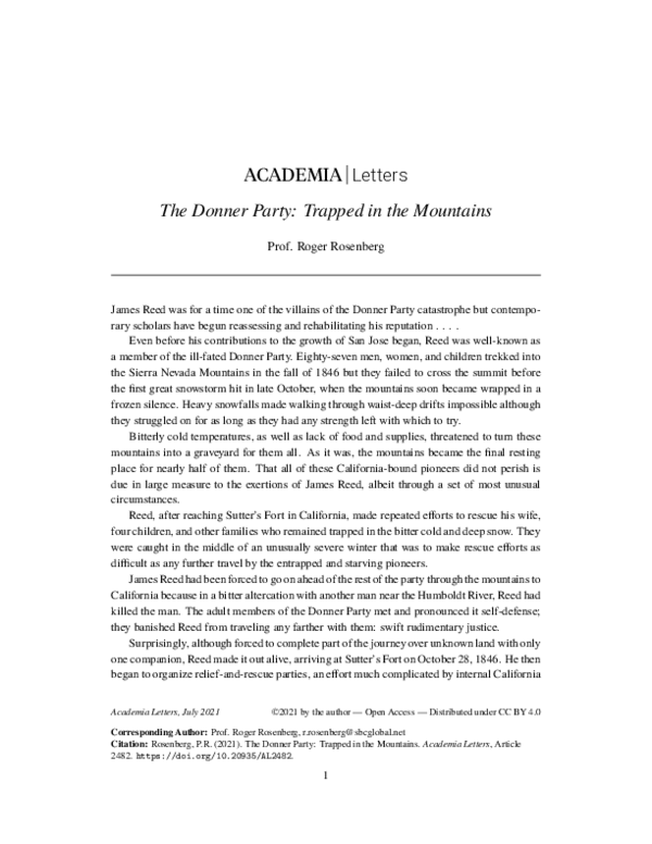 (PDF) The Donner Party: Trapped in the Mountains
