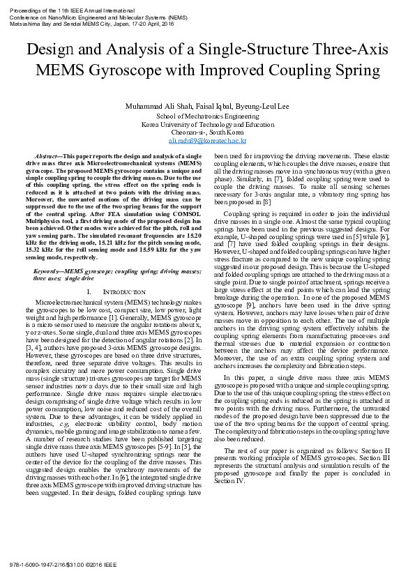 (PDF) Design and Analysis of a Single-Structure Three-Axis MEMS Gyroscope with Improved Coupling ...