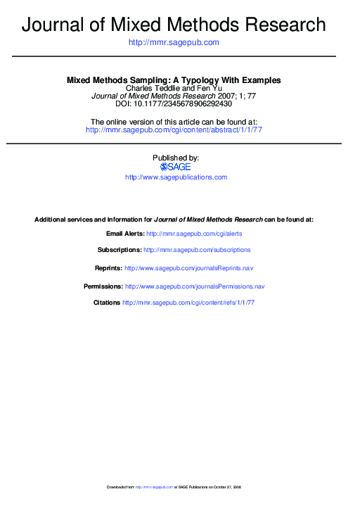 (PDF) Mixed methods sampling: A typology with examples