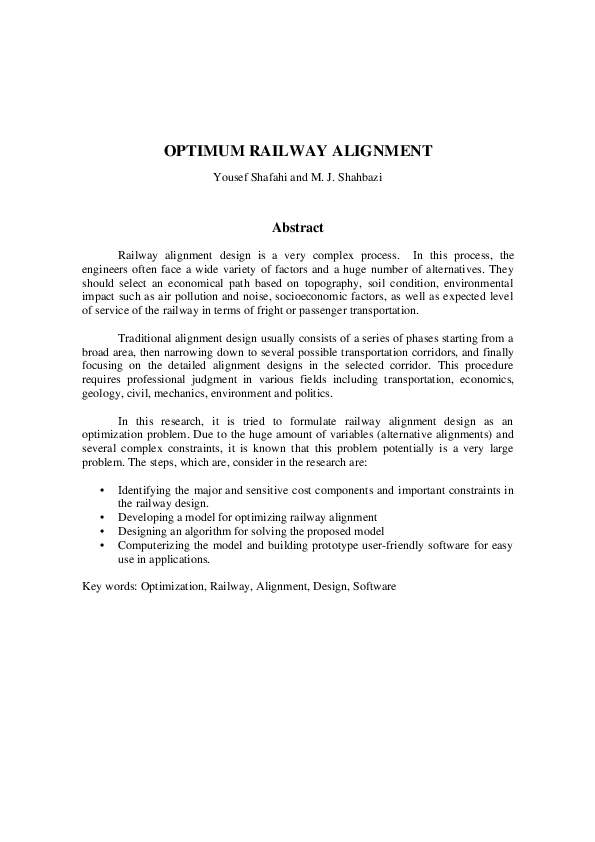 (PDF) Optimum Railway Alignment