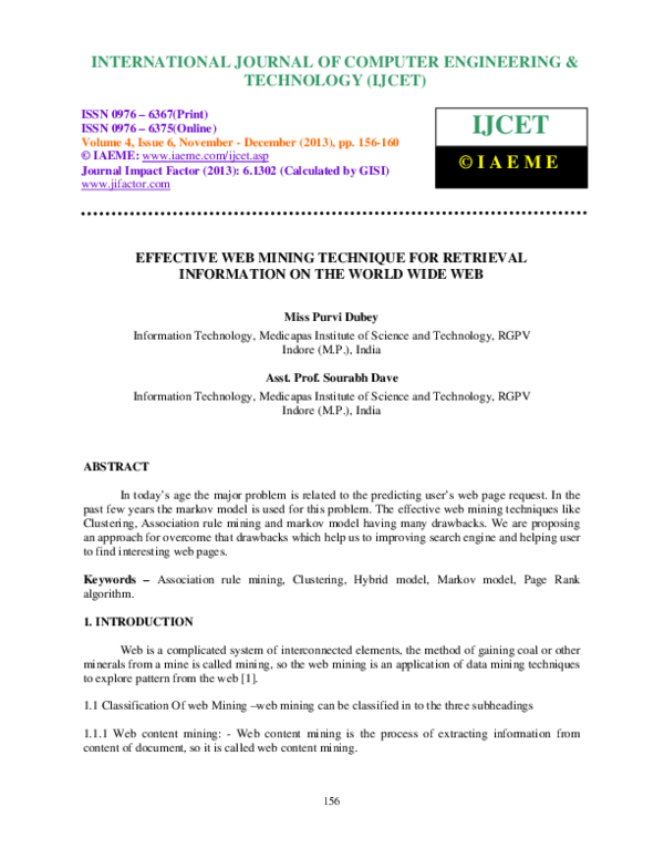Pdf Effective Web Mining Technique For Retrieval Information On The