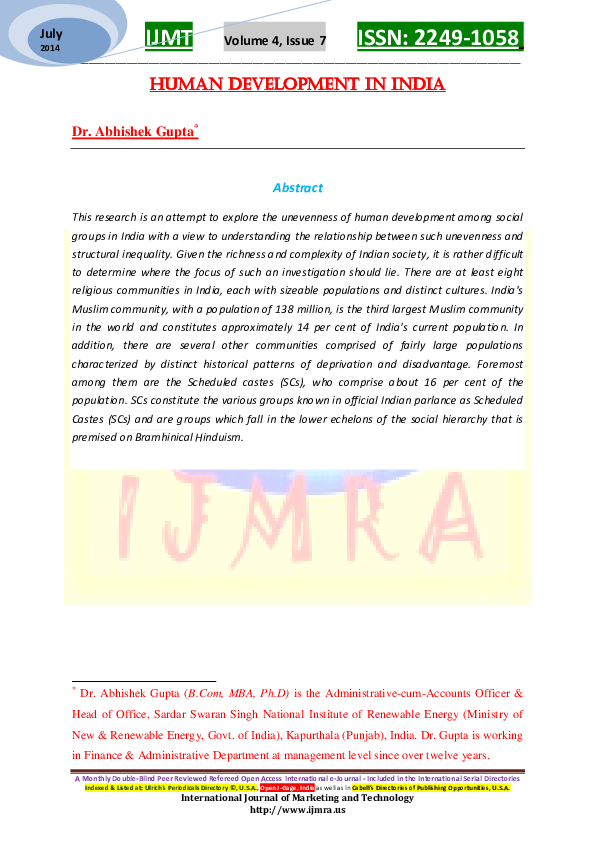 (PDF) Human Development in India
