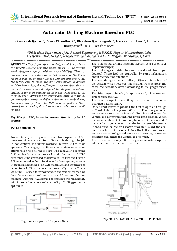 (PDF) IRJET- Automatic Drilling Machine Based on PLC (PDF) IRJET- Automatic Drilling Machine Based on PLC