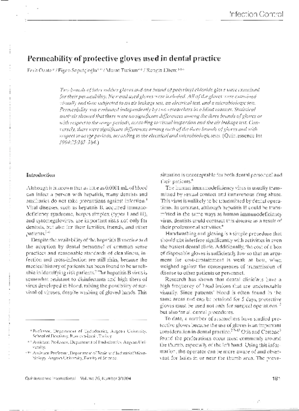(PDF) Permeability of protective gloves used in dental practice
