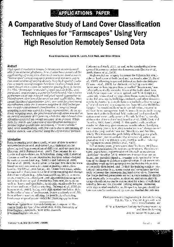 (PDF) A Comparative Study of Land Cover Classification Techniques for ...