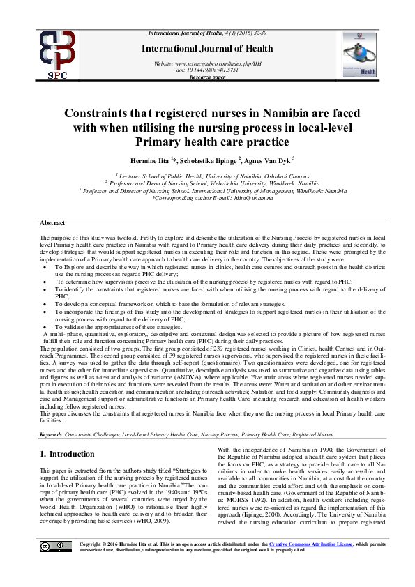 (PDF) Constraints that registered nurses in Namibia are faced with when ...