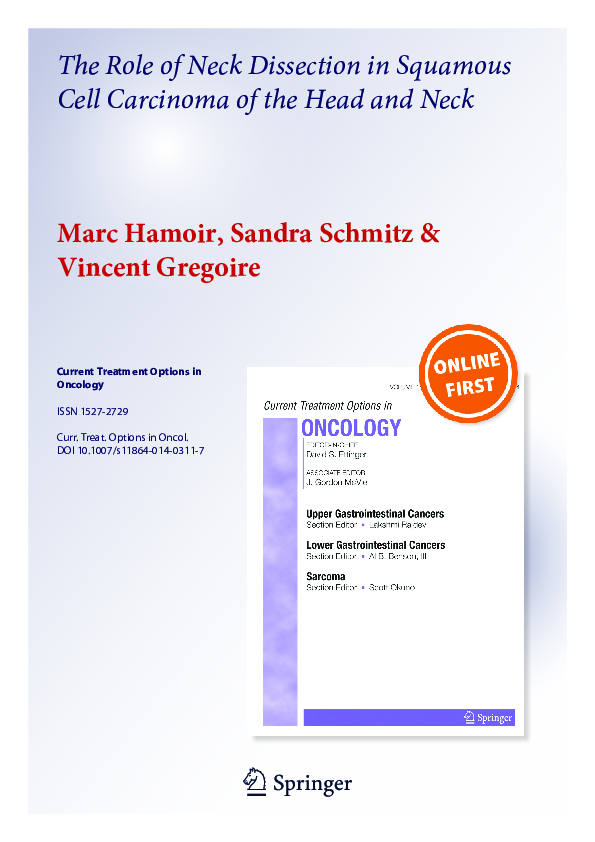 (PDF) The Role of Neck Dissection in Squamous Cell Carcinoma of the ...