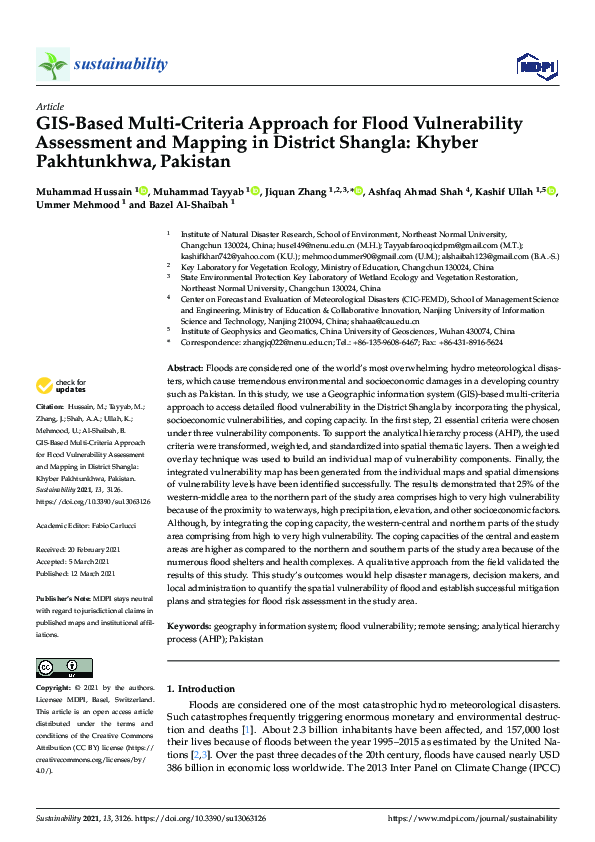 Pdf Gis Based Multi Criteria Approach For Flood Vulnerability