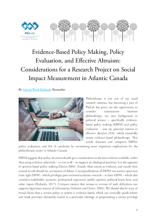 (PDF) Evidence-Based Policy Making, Policy Evaluation, and Effective ...
