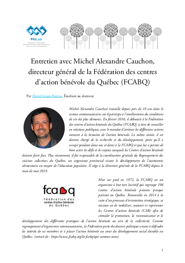 (PDF) Entretien avec Michel Alexandre Cauchon, directeur général de la ...