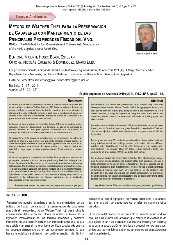 (PDF) Walther Thiel Method for the Preservation of Corpses with ...