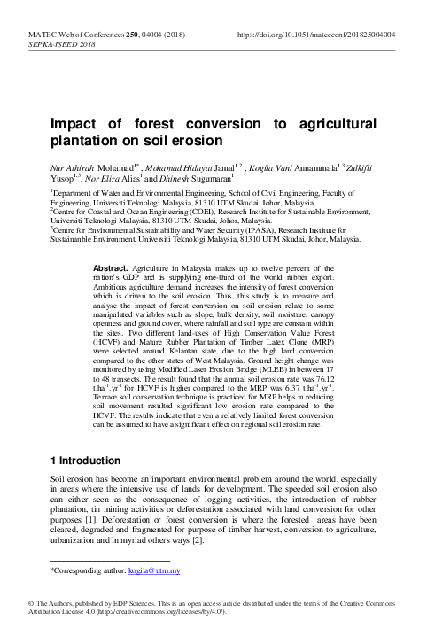 (PDF) Impact of forest conversion to agricultural plantation on soil ...