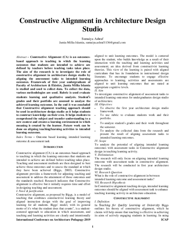 (PDF) Constructive Alignment in Architecture Design Studio