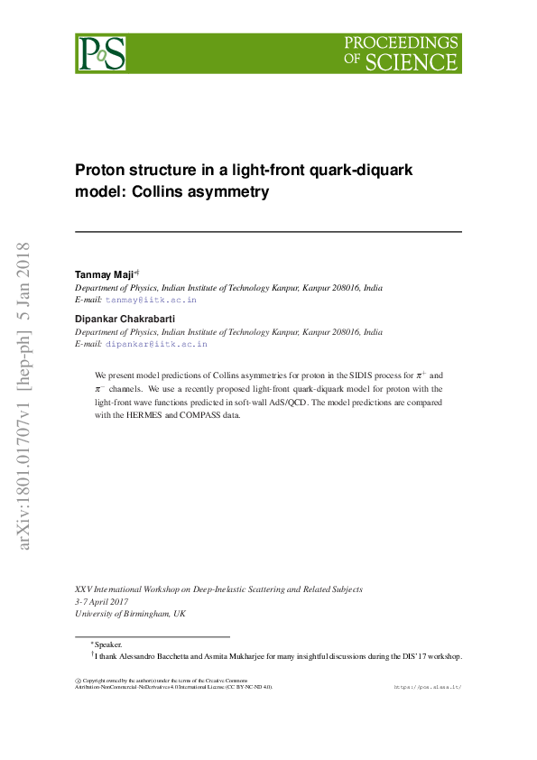 (PDF) Proton structure in a light-front quark-diquark model: Collins ...