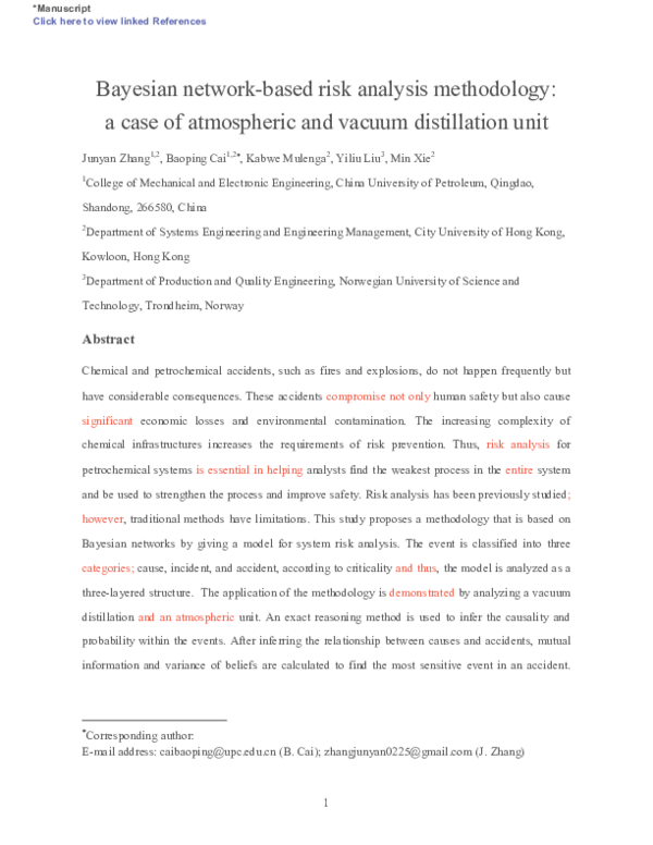 (PDF) Bayesian network-based risk analysis methodology: A case of atmospheric and vacuum ...