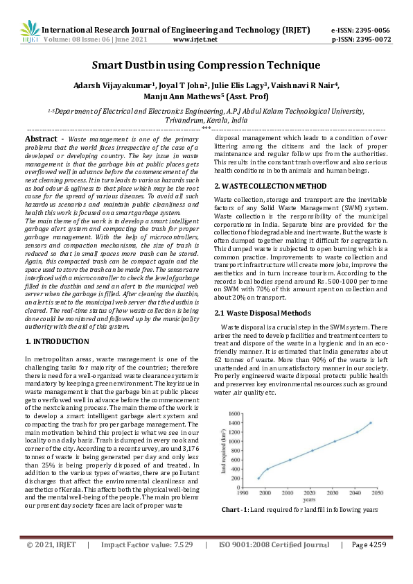 (PDF) IRJET- Smart Dustbin using Compression Technique