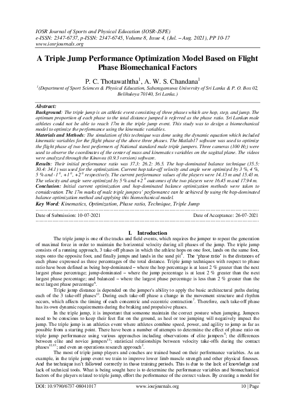 (PDF) A Triple Jump Performance Optimization Model Based on Flight ...