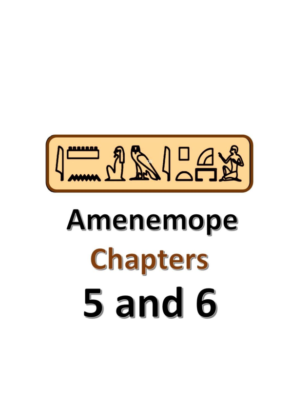 (PDF) Amenemope, Chapters 5 and 6