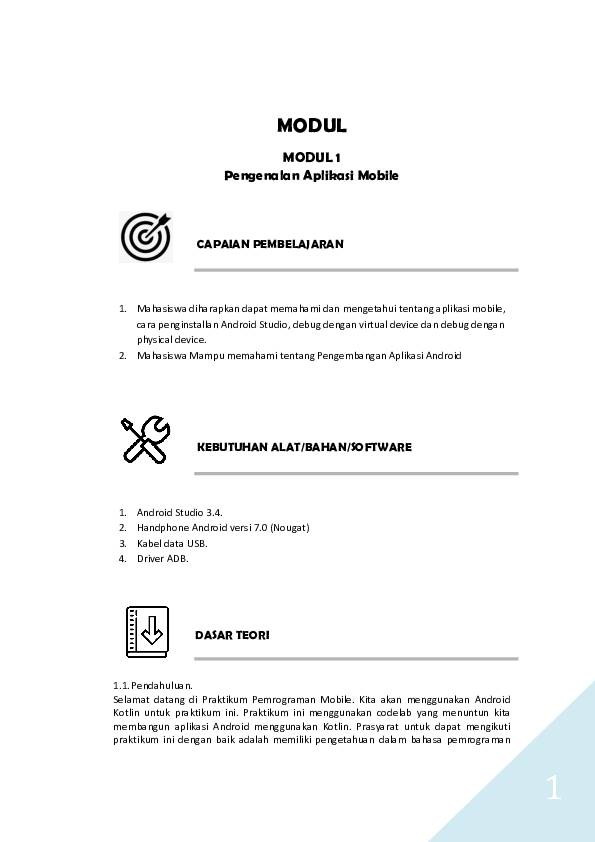 (PDF) Modul 1 Praktikum Pemrograman Mobile