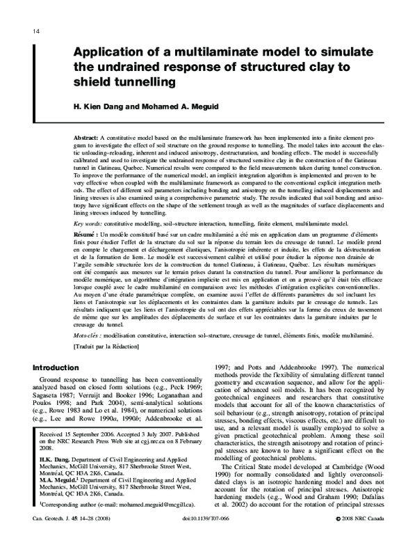 Pdf Application Of A Multilaminate Model To Simulate The Undrained Response Of Structured Clay