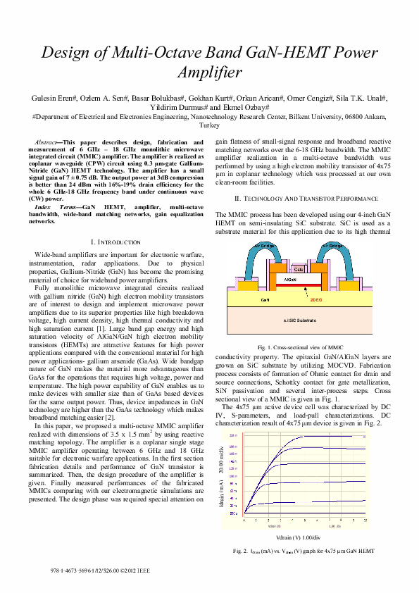 (PDF) Design of multi-octave band GaN-HEMT power amplifier