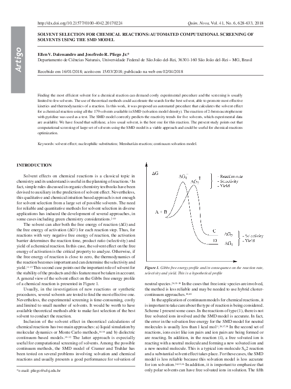(PDF) Solvent selection for chemical reactions: automated computational ...