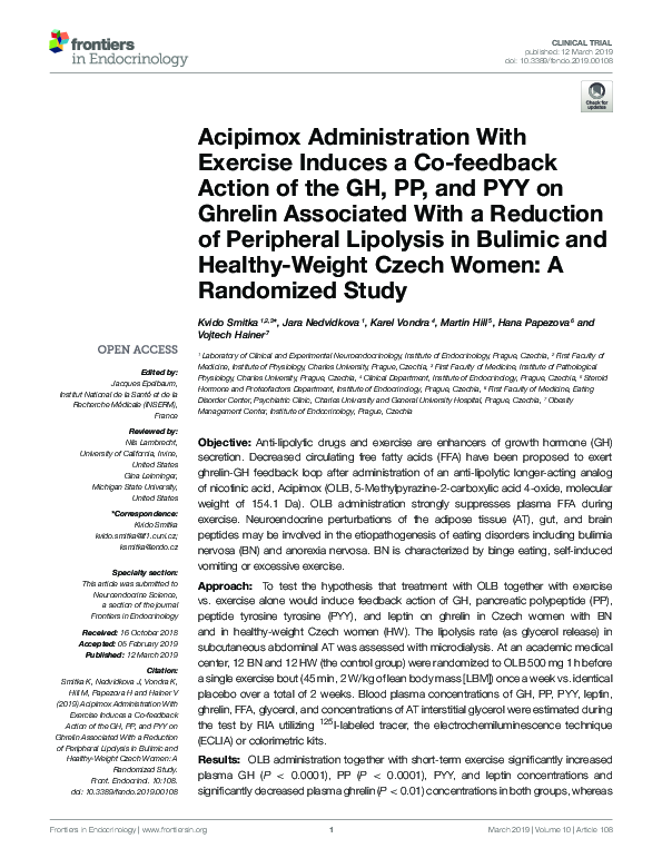 (PDF) Acipimox Administration With Exercise Induces a Co-feedback ...