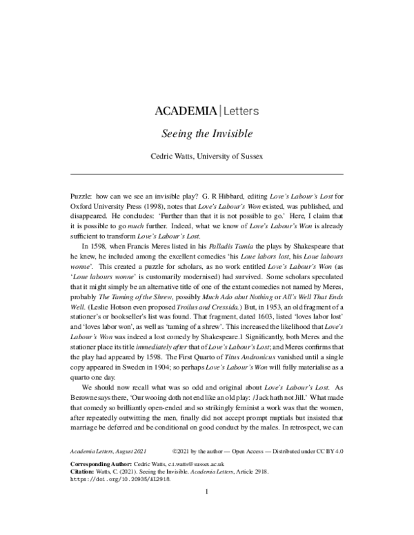 (PDF) Seeing the Invisible