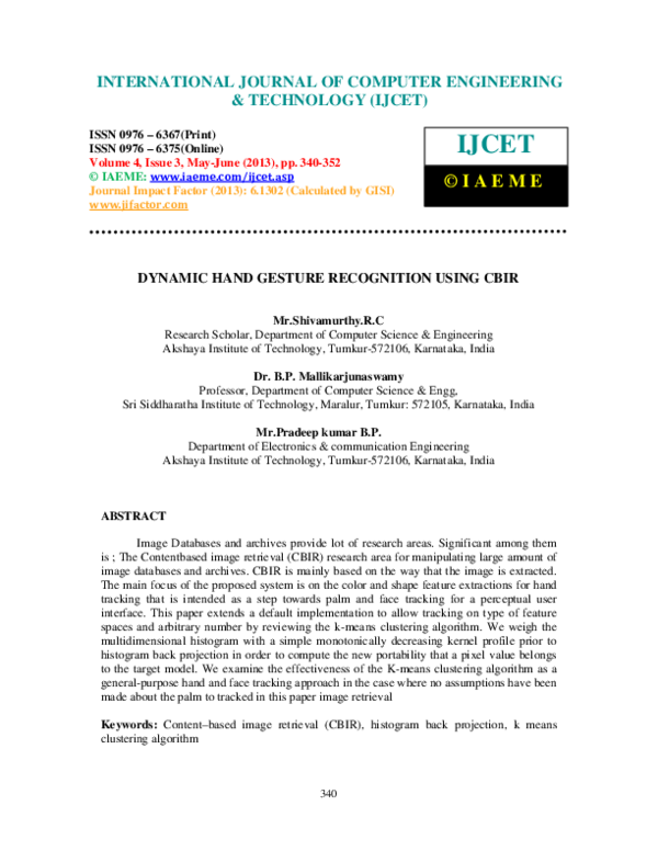 (PDF) DYNAMIC HAND GESTURE RECOGNITION USING CBIR