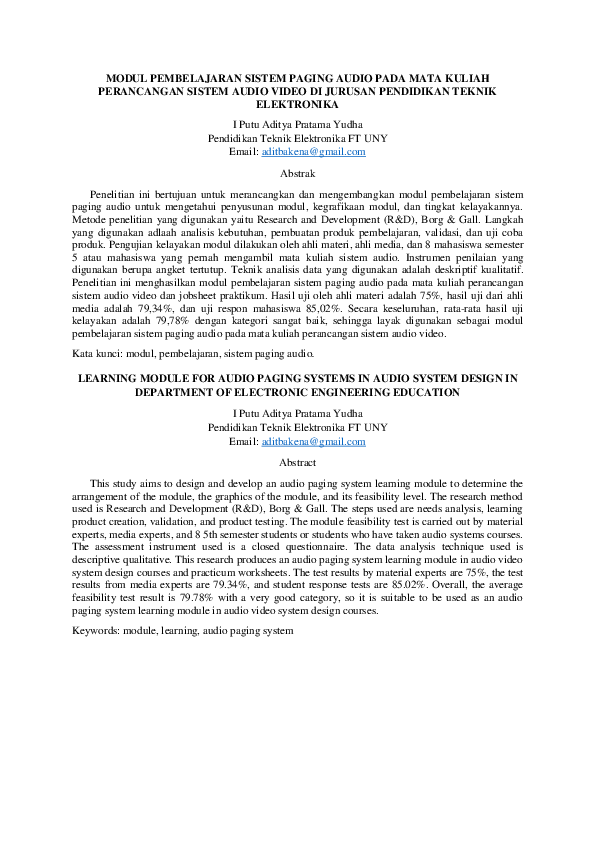 (PDF) MODUL PEMBELAJARAN SISTEM PAGING AUDIO PADA MATA KULIAH ...