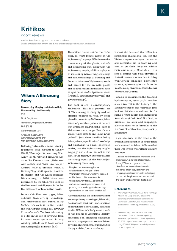 (PDF) Review of 'Wilam, A Birrarung Story'