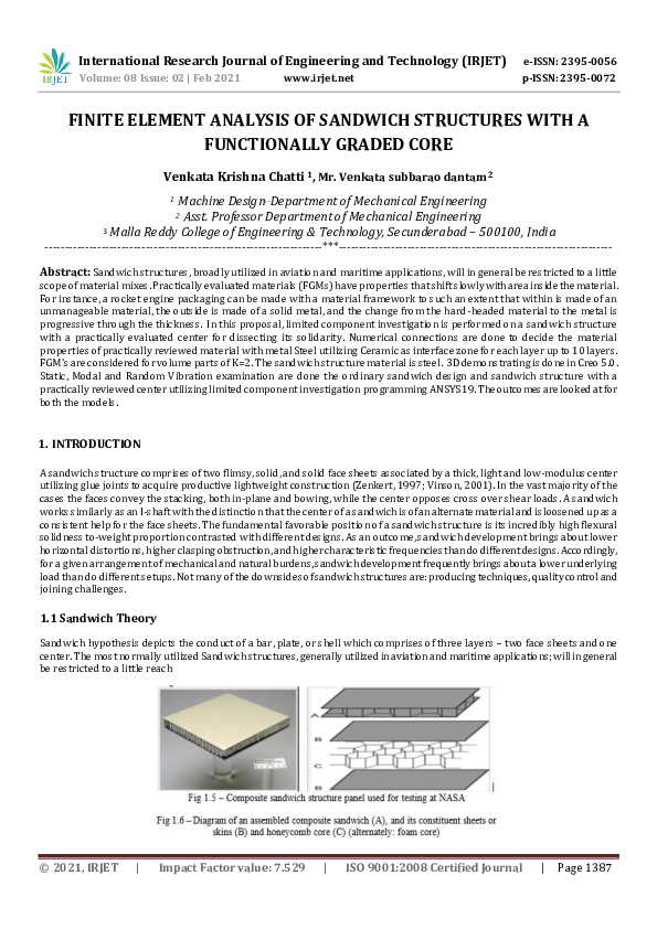 Finite Element Analysis Of Sandwich Structures With A Functionally