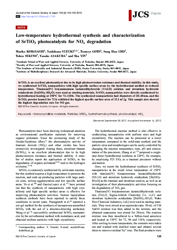 (PDF) Low Temperature Hydrothermal Synthesis and Characterization of ...
