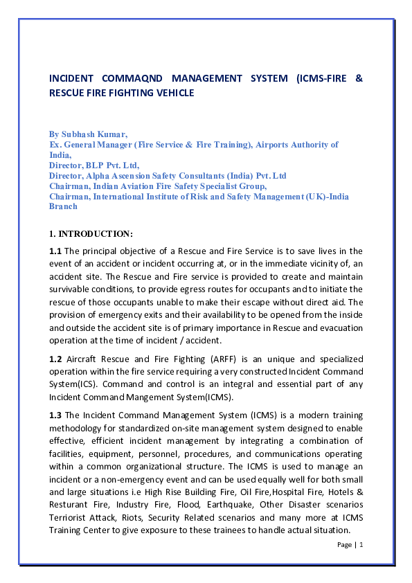 (PDF) INCIDENT COMMAQND MANAGEMENT SYSTEM (ICMS-FIRE & RESCUE FIRE ...