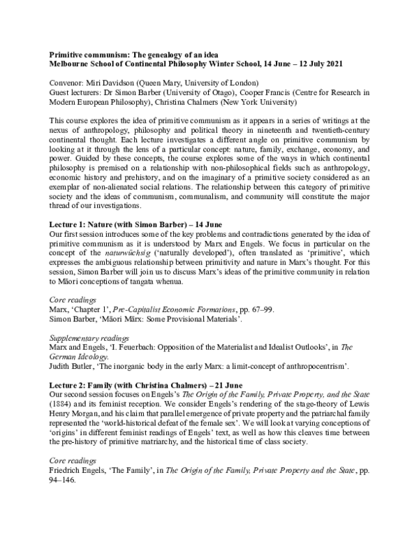 (PDF) Primitive communism: The genealogy of an idea