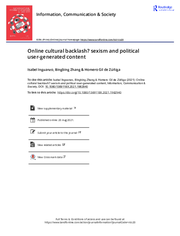 (PDF) Online cultural backlash? sexism and political user-generated content