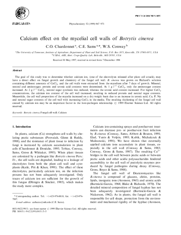(PDF) Calcium effect on the mycelial cell walls of Botrytis cinerea