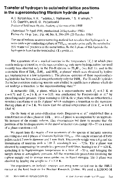 (PDF) Transfer of hydrogen to octahedral lattice positions in the ...