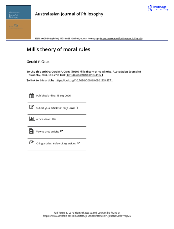 (PDF) Mill's theory of moral rules