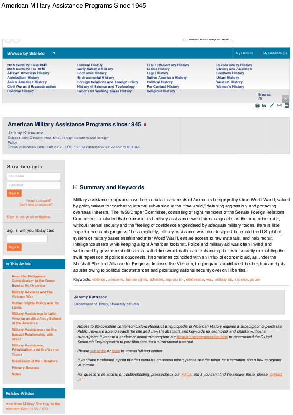 (PDF) American Military Assistance Programs since 1945