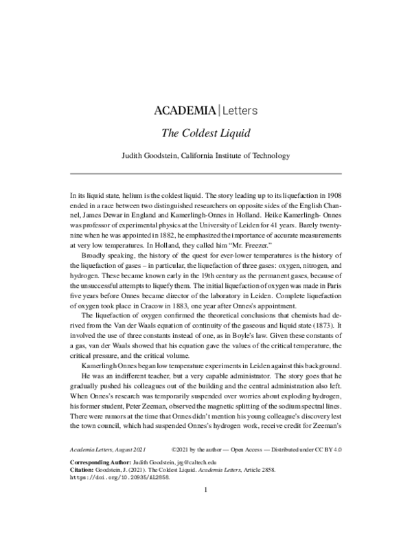 (PDF) The Coldest Liquid