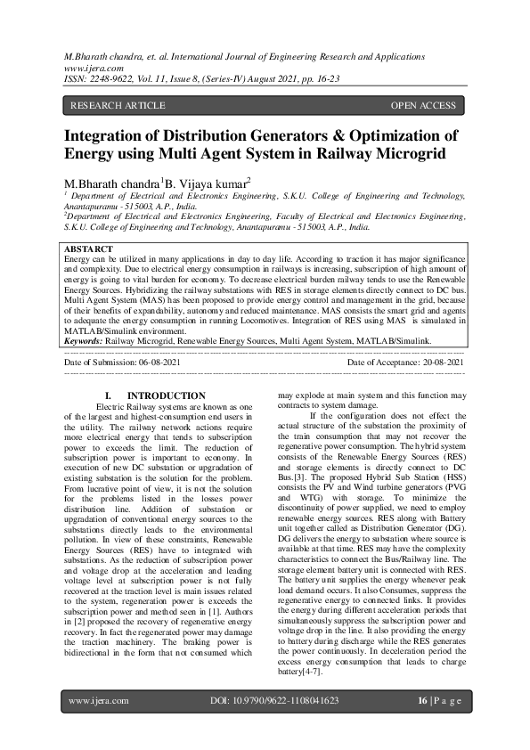 (PDF) Integration of Distribution Generators & Optimization of Energy using Multi Agent System ...