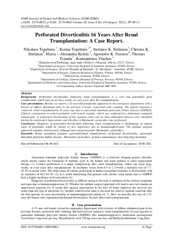 (PDF) Perforated Diverticulitis 16 Years After Renal Transplantation: A ...